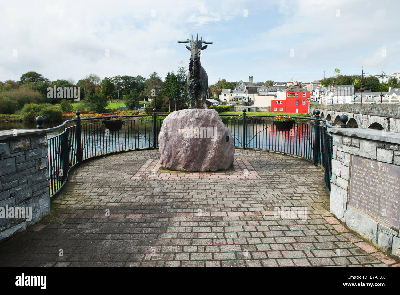 Statue Of A Goat Standing On A Rock Along River Laune; Killorgglin ...