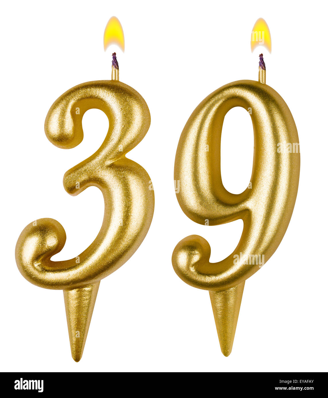 Birthday candles number thirty nine isolated on white background Stock ...