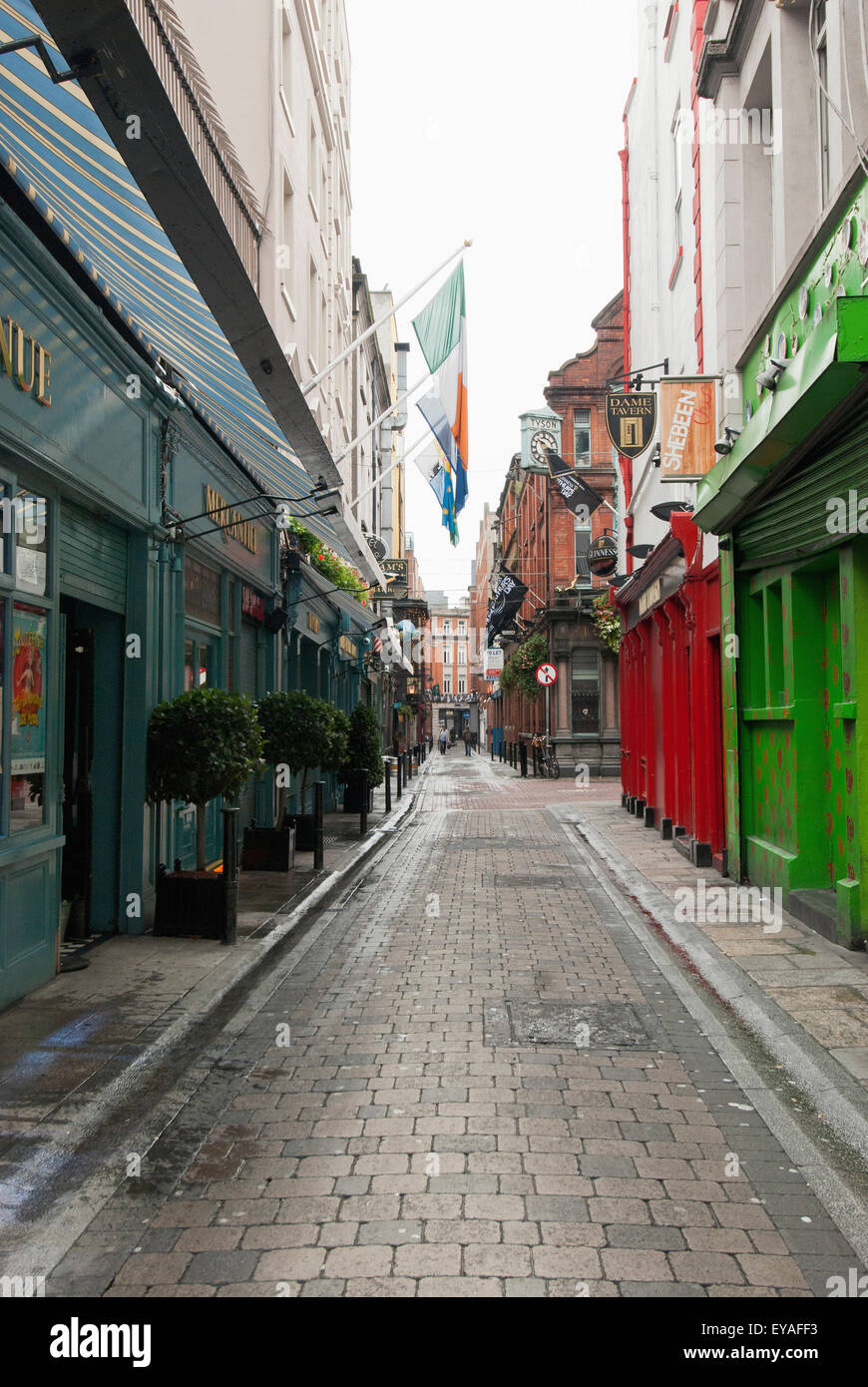 Colourful buildings line a narrow street; Dublin, Ireland Stock Photo ...