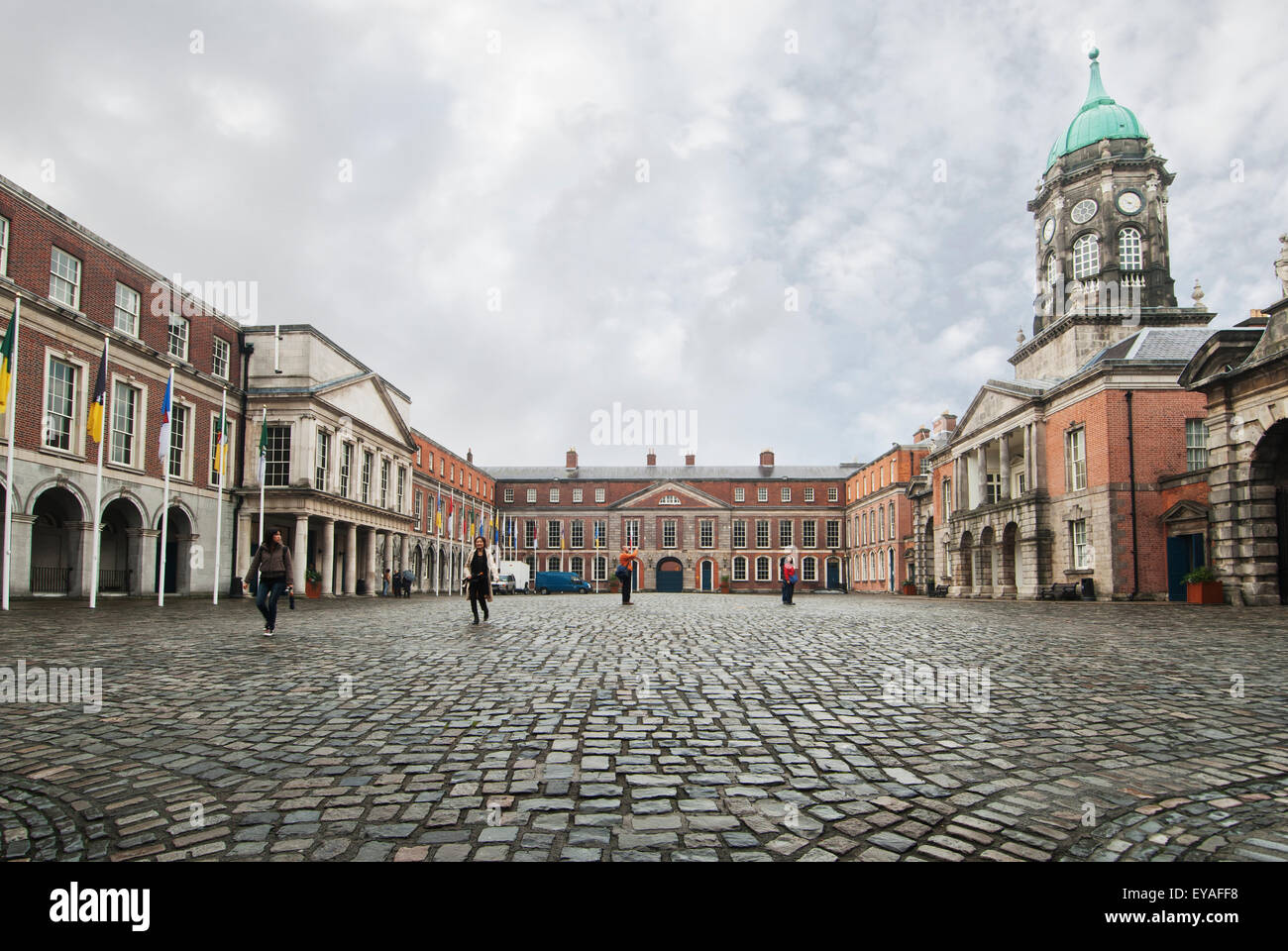 Pedestrians in a city square; Dublin, Ireland Stock Photo - Alamy