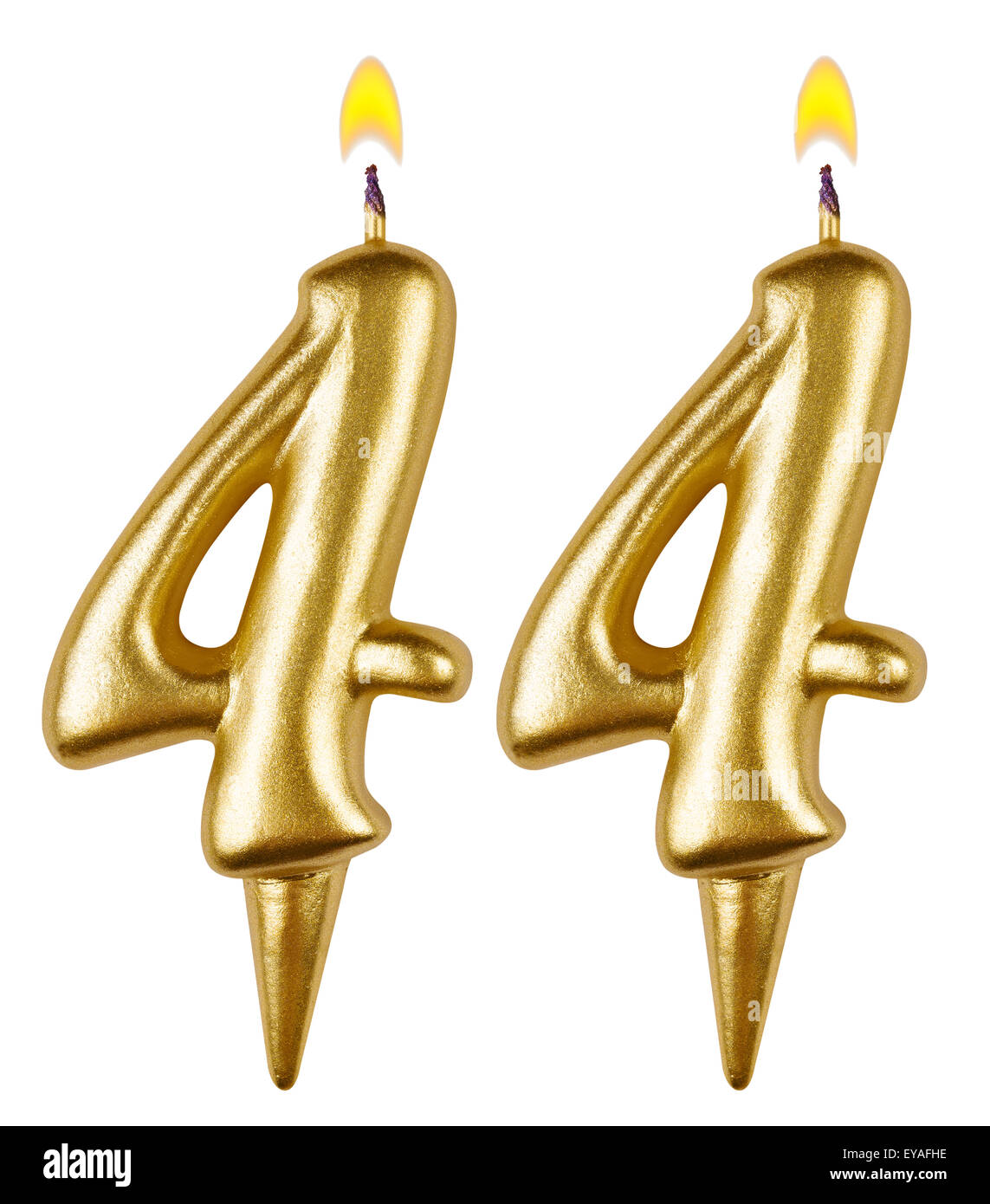 Birthday candles number forty four isolated on white background Stock ...