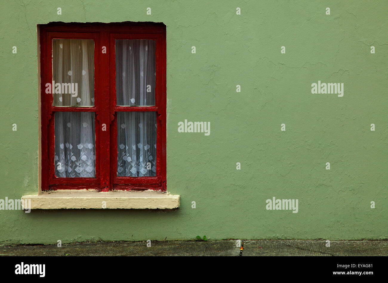 House window in Kilgarvan village on the Ring of Kerry or Iveragh ...