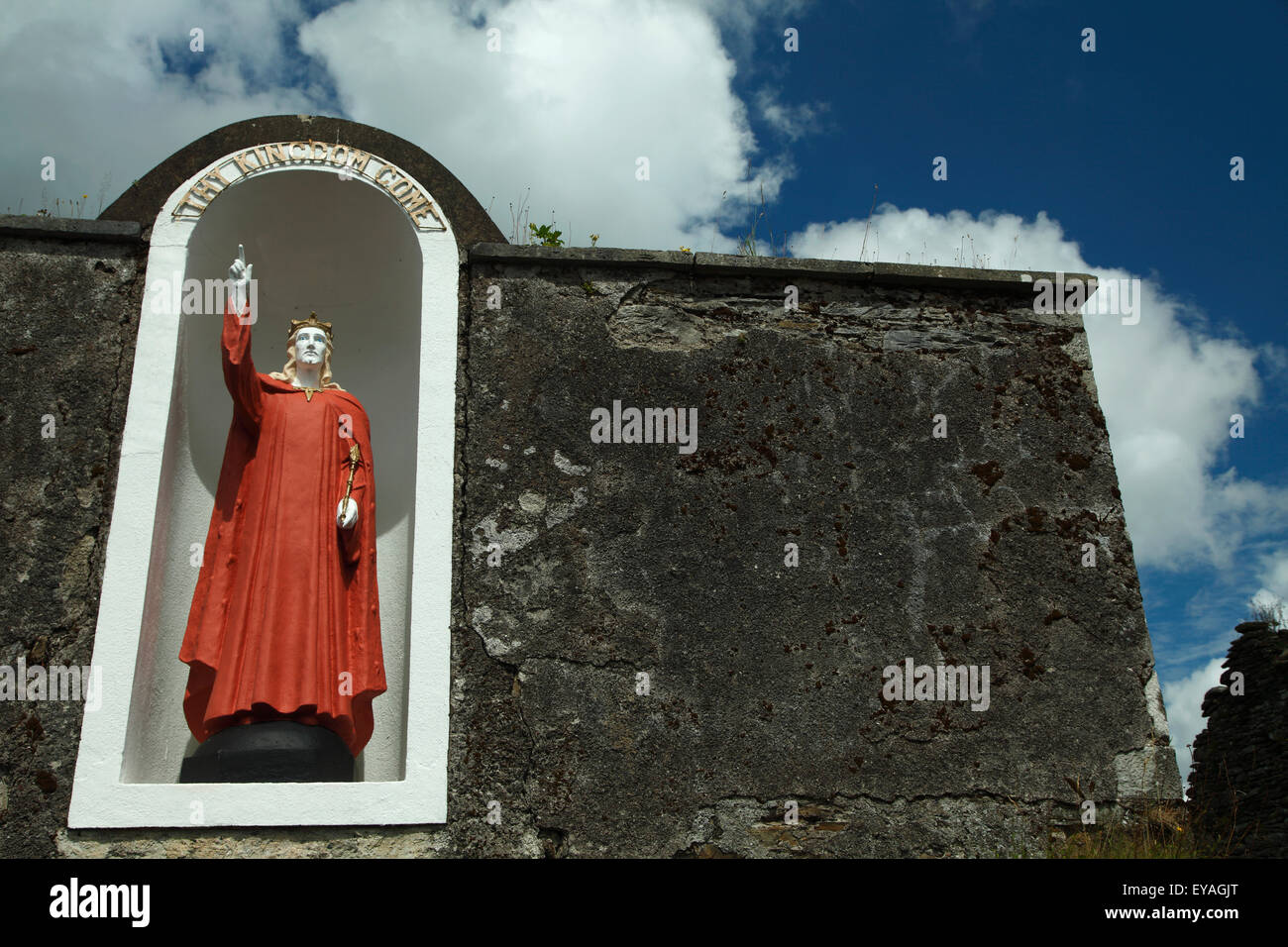 Religious statue in Kilgarvan village on the Ring of Kerry or Iveragh ...