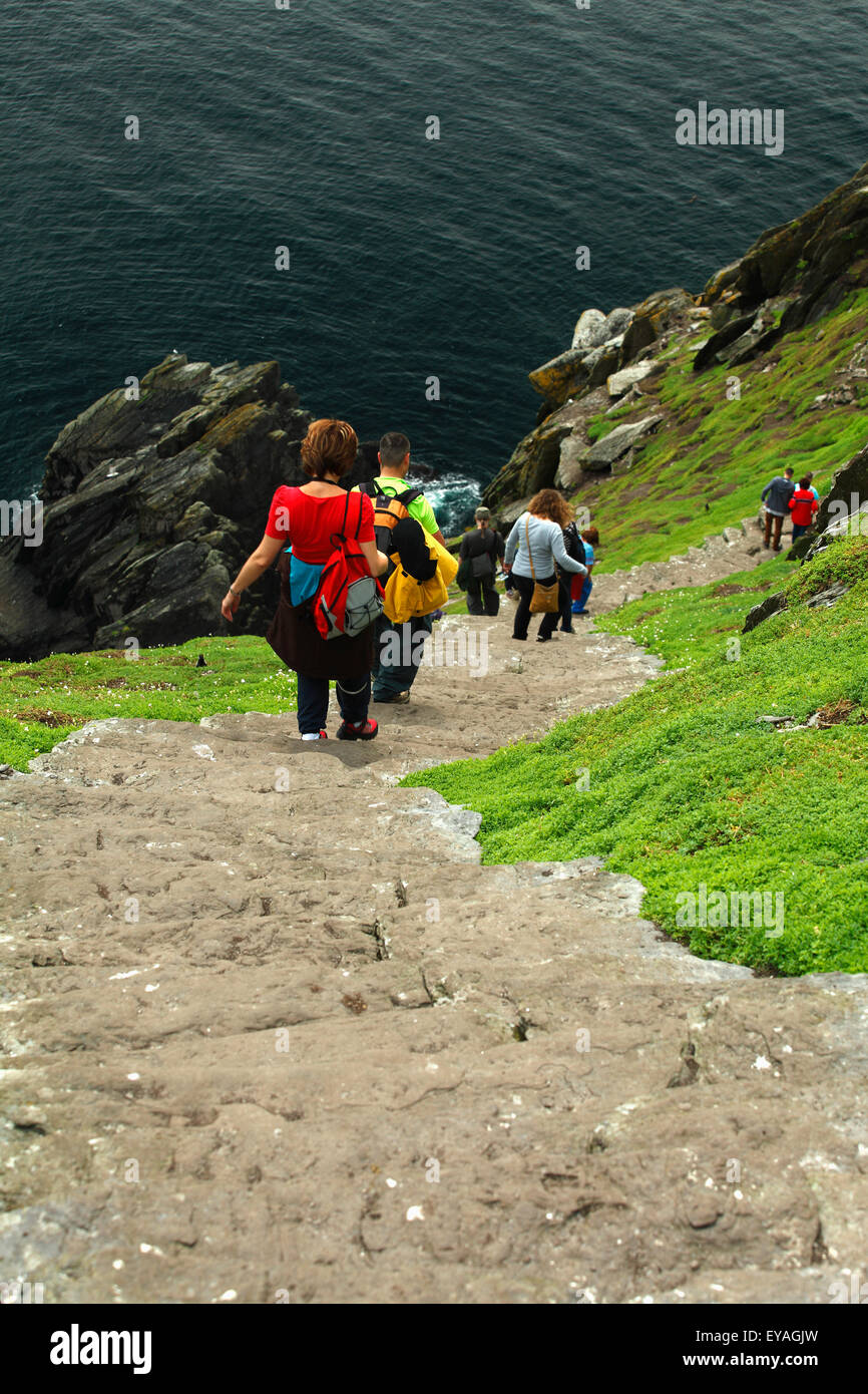 Tourists on the Skelligs island off the Kerry coast on the Wild ...