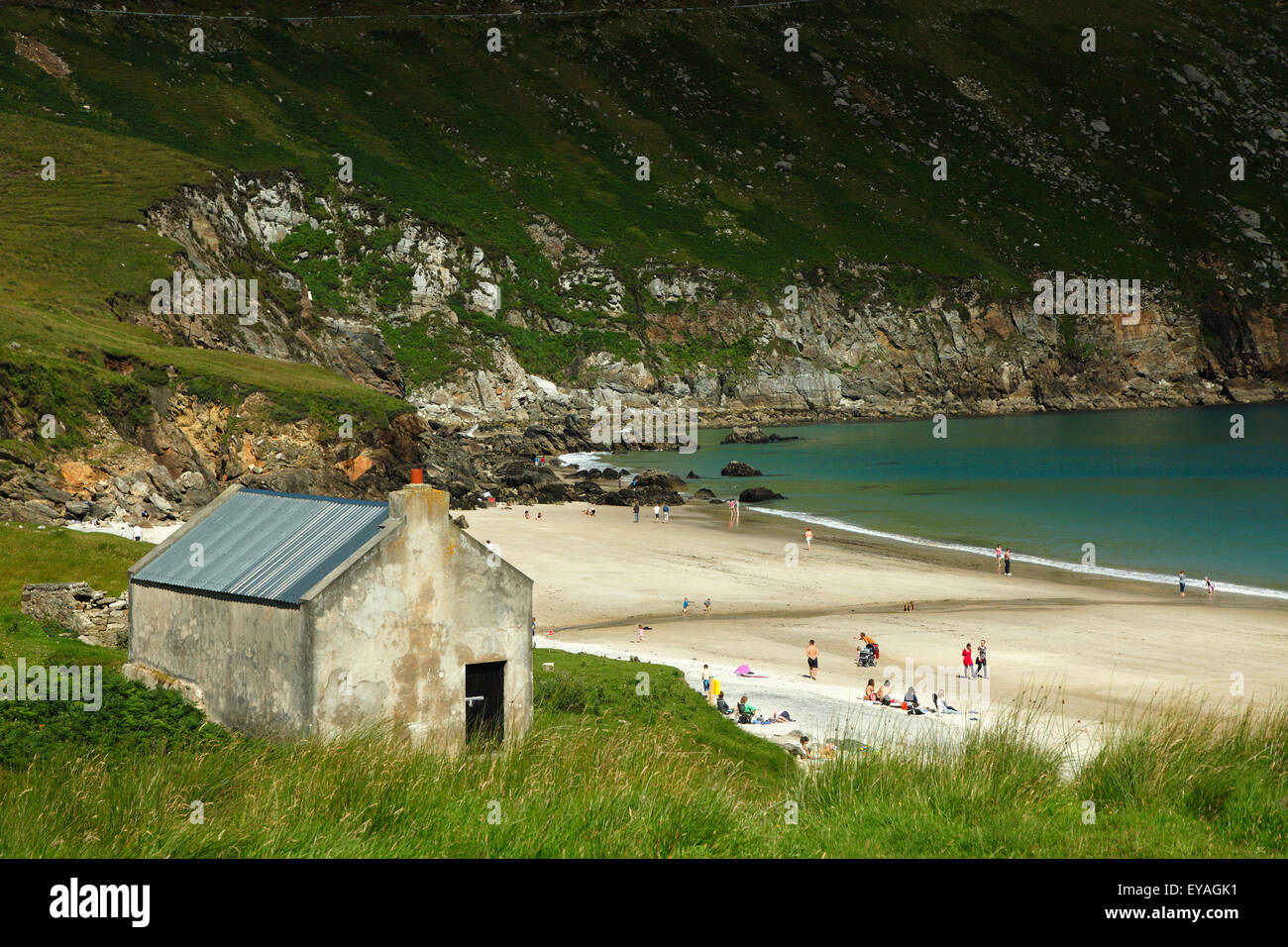 Keem beach on Achill island on the Wild Atlantic Way coastal route ...