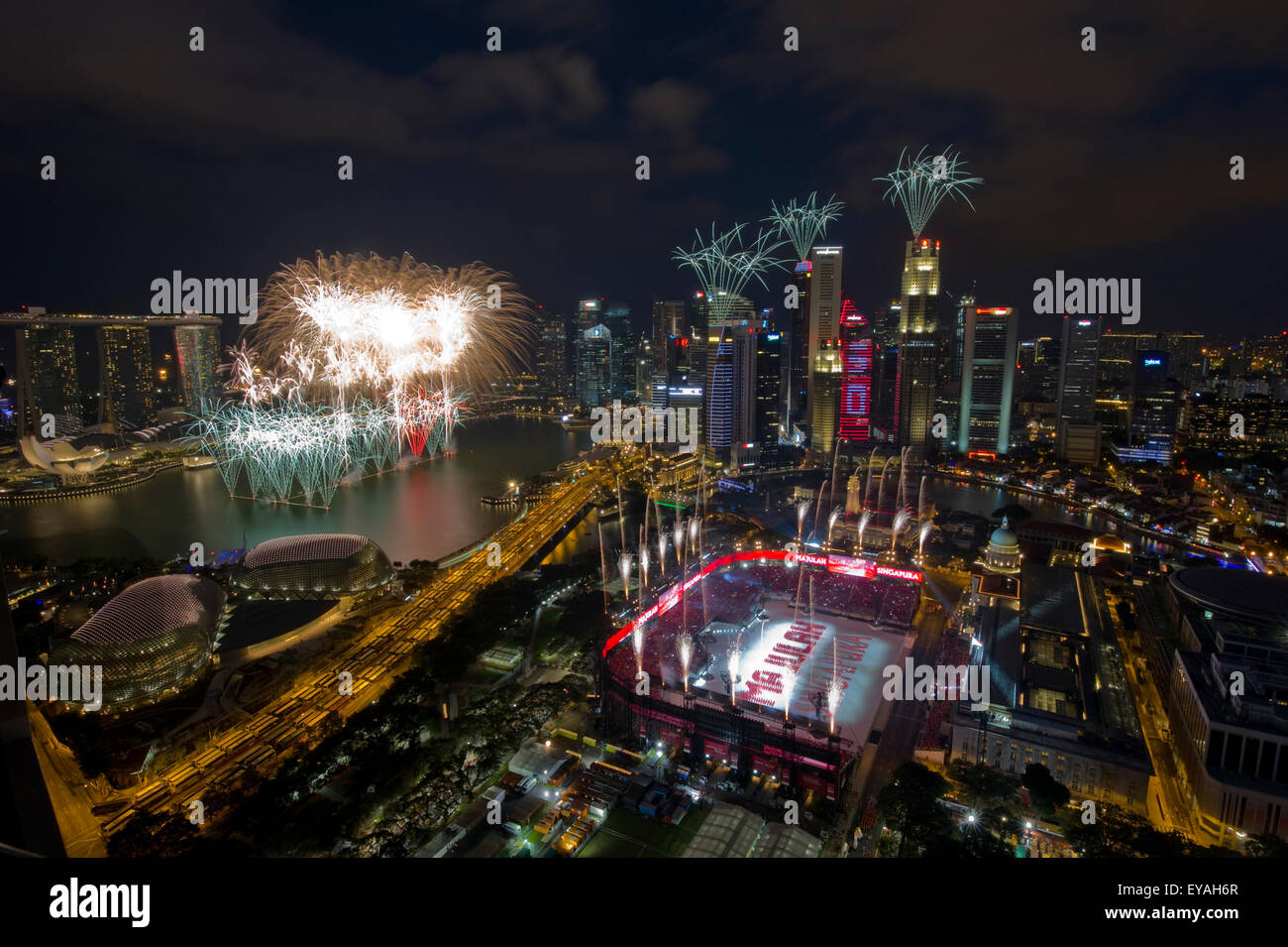 Singapore national day parade fireworks hi-res stock photography and ...