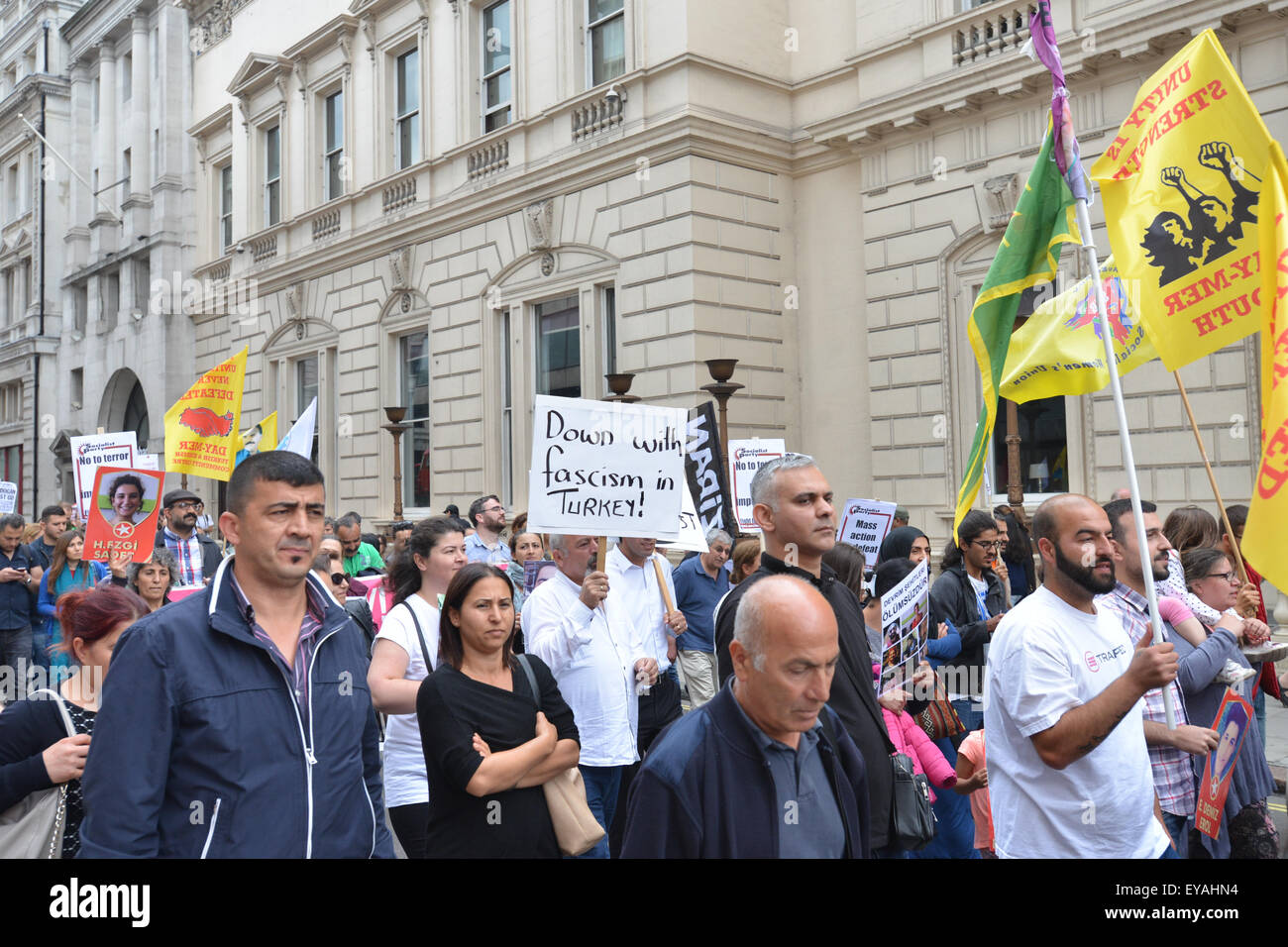 Central London, UK. 25th July 2015. An anti ISIS, Suruc massacre ...