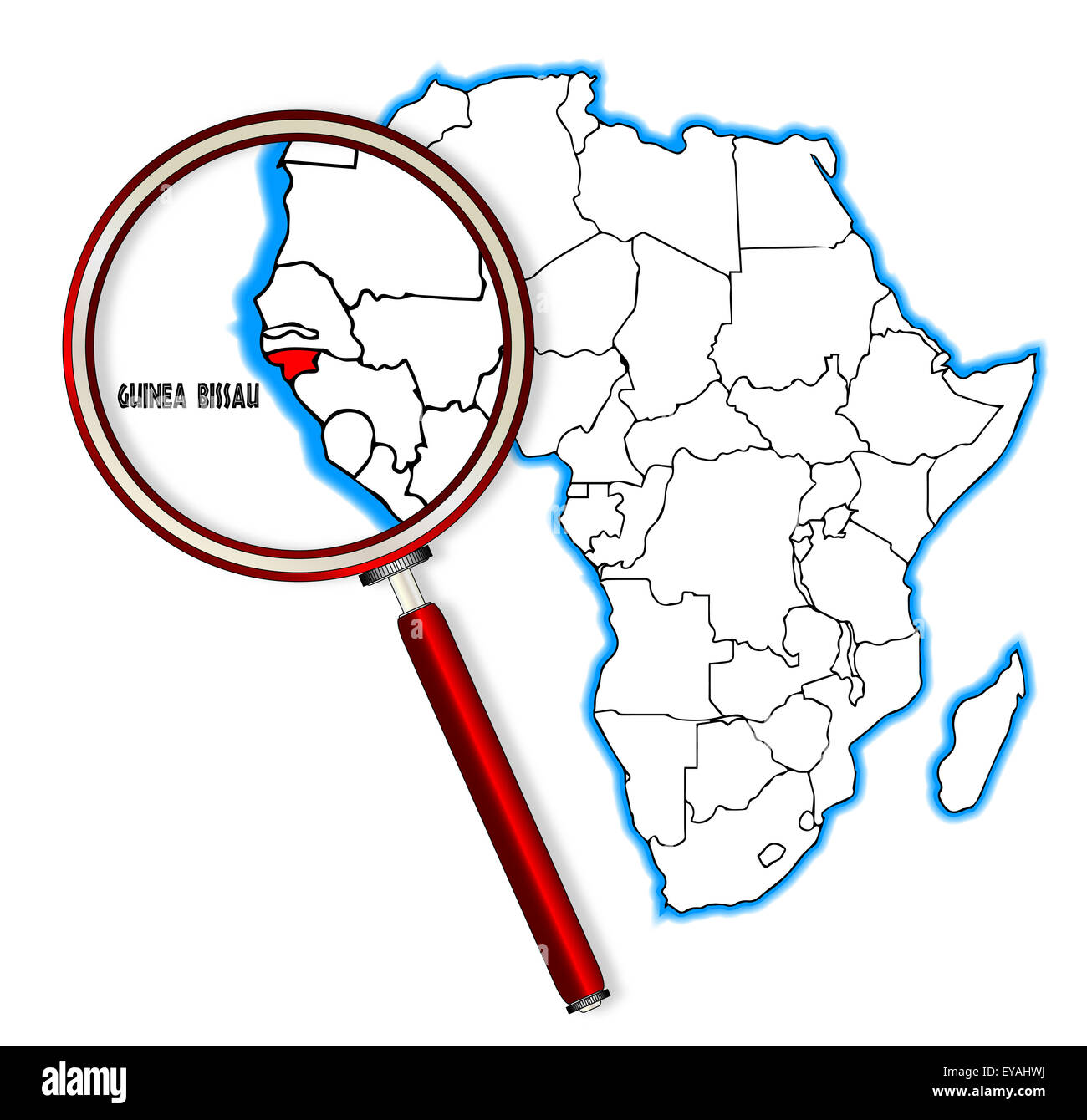 Guinea Bissau outline inset into a map of Africa over a white background Stock Photo - Alamy