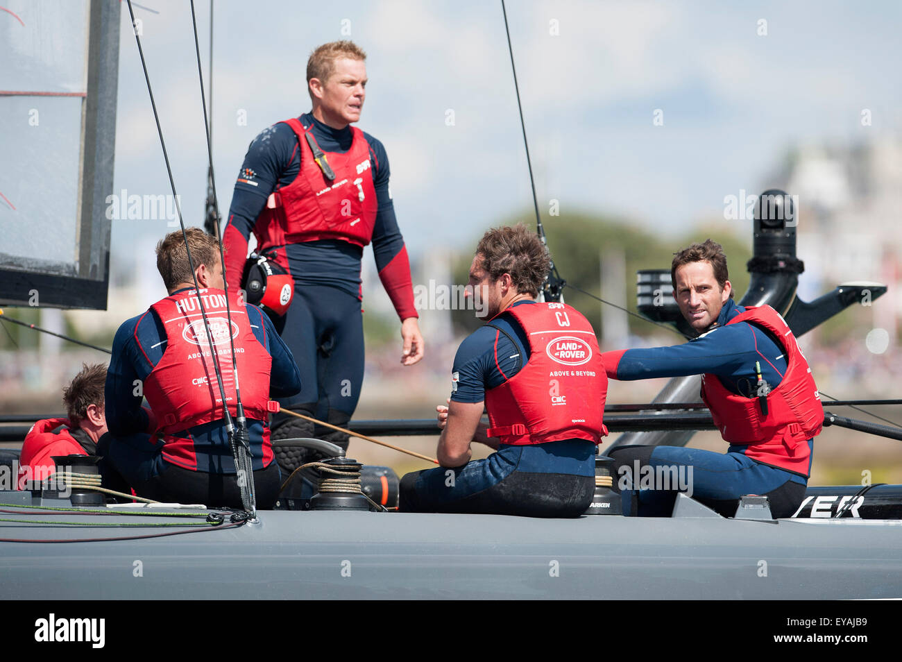 Portsmouth, Hampshire, UK. 25 July 2015: Sir Ben Ainslie, skipper Land ...
