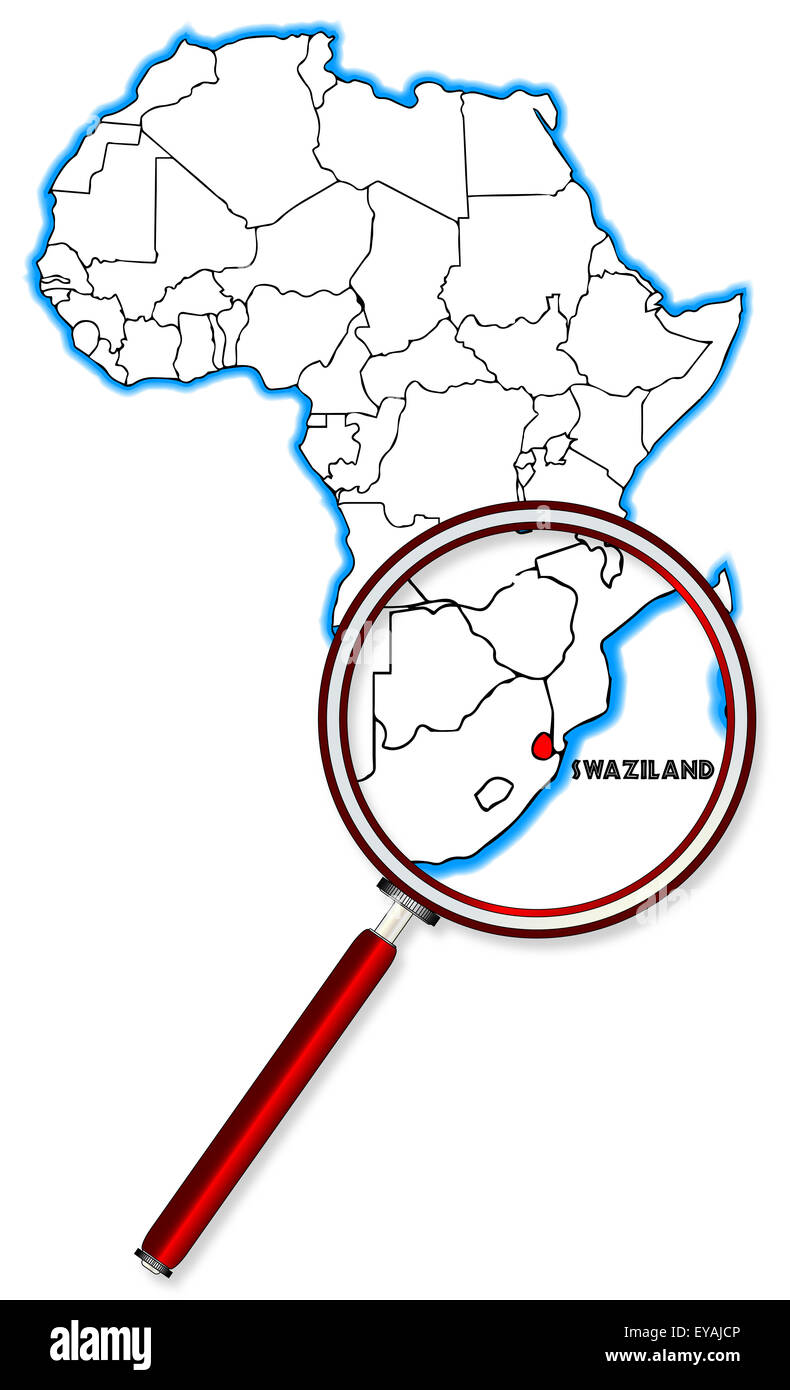 Swaziland outline inset into a map of Africa over a white background Stock Photo - Alamy