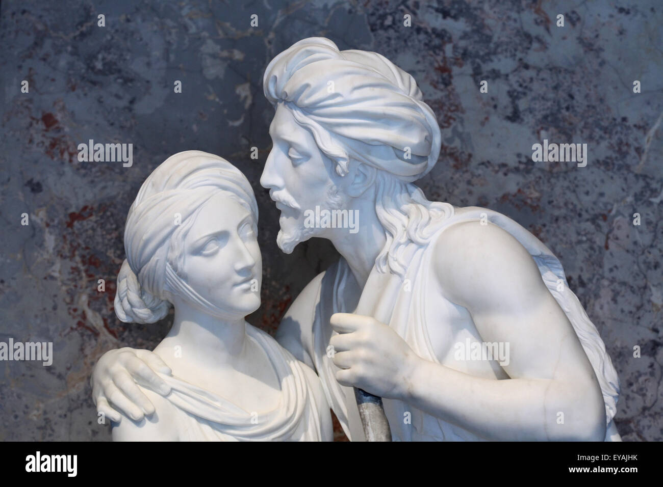 Jacob and Rachel at the Well. Marble statue by Italian sculptor ...