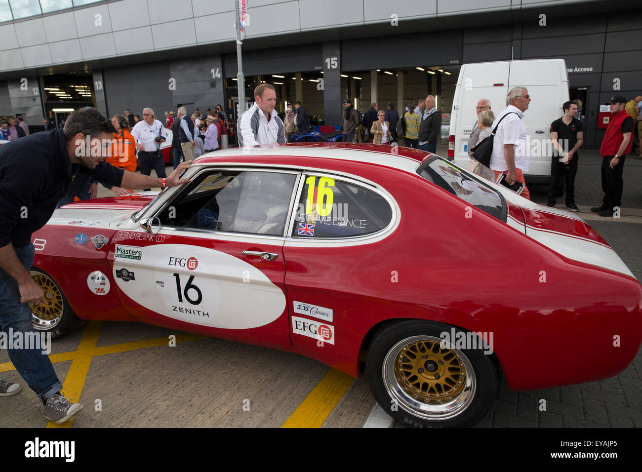 Silverstone, UK,25th July 2015, Ford Capri in the pitts at Silverstone ...
