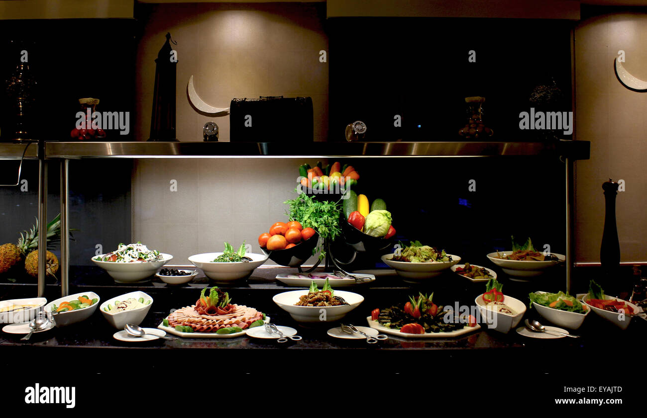 Decoration with fruits and vegetables for the Iftar Party to break a ...