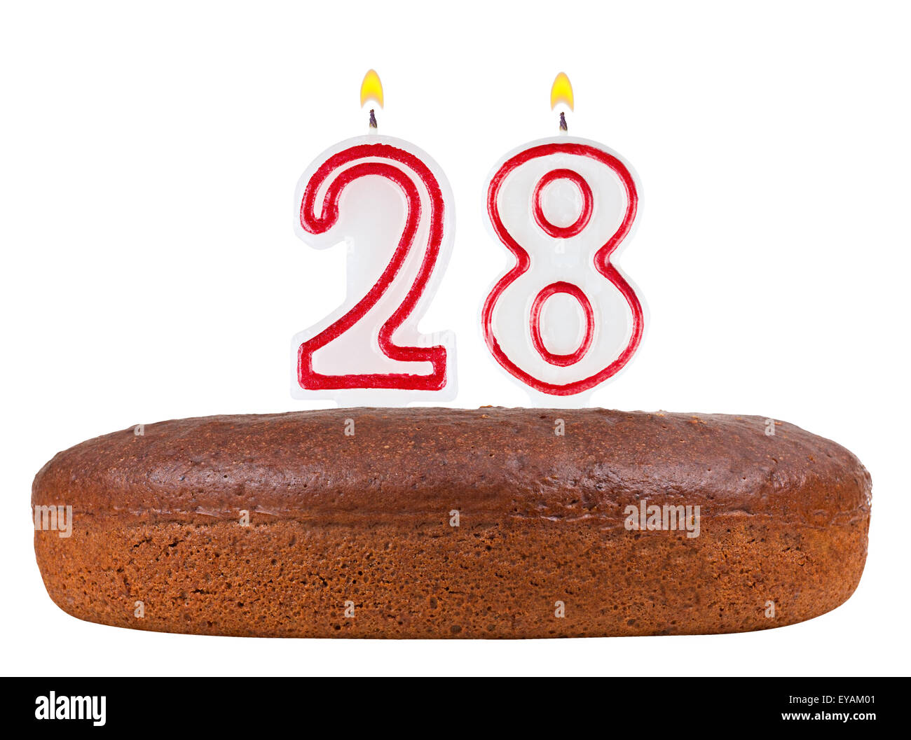 birthday cake with candles number 28 isolated on white background Stock ...