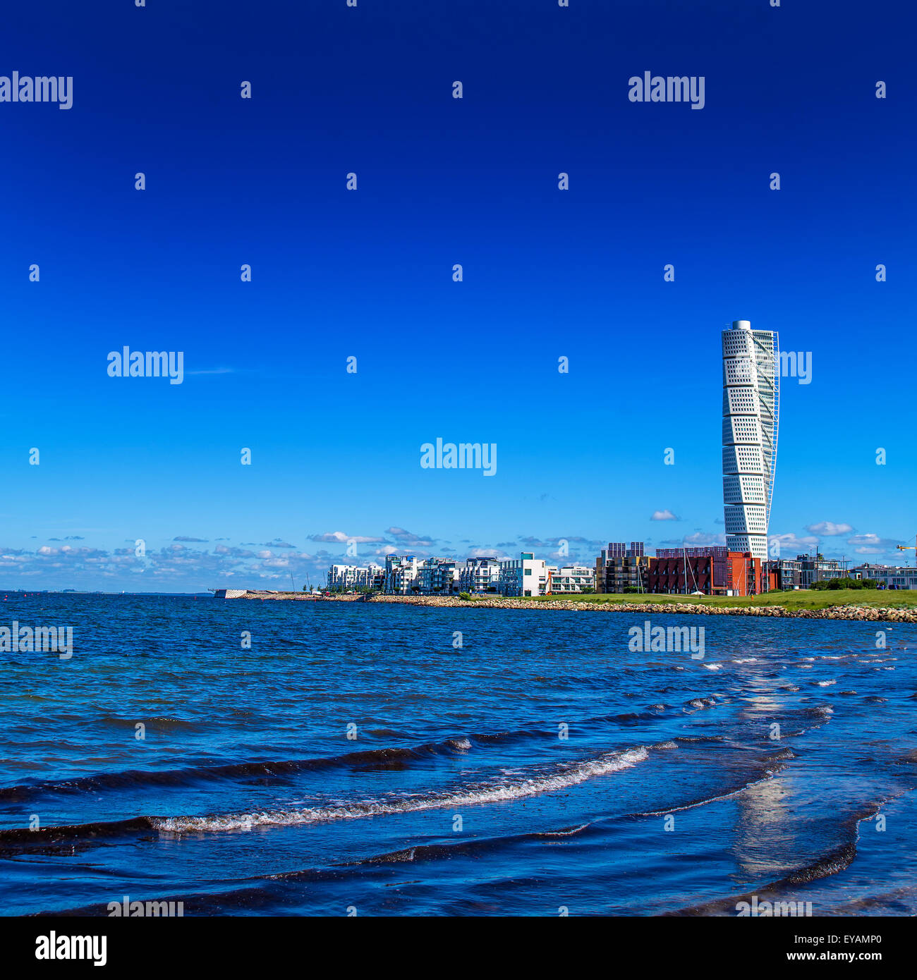 MALMO, SWEDEN - JUNE 26, 2015: Malmo West Harbor Oresund Area Cityscape ...