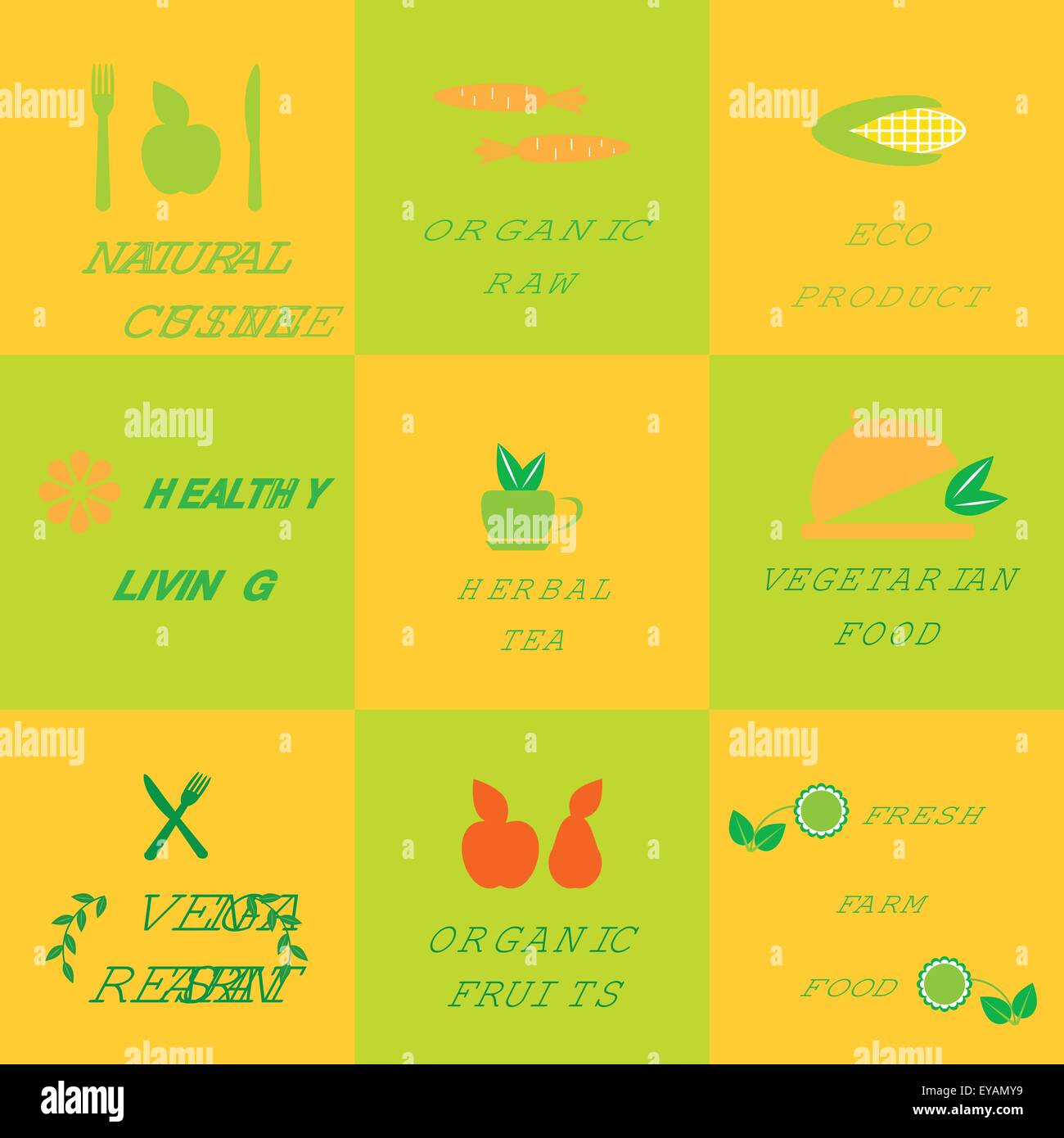 Set of logos for organic and natural food Stock Vector Image & Art - Alamy