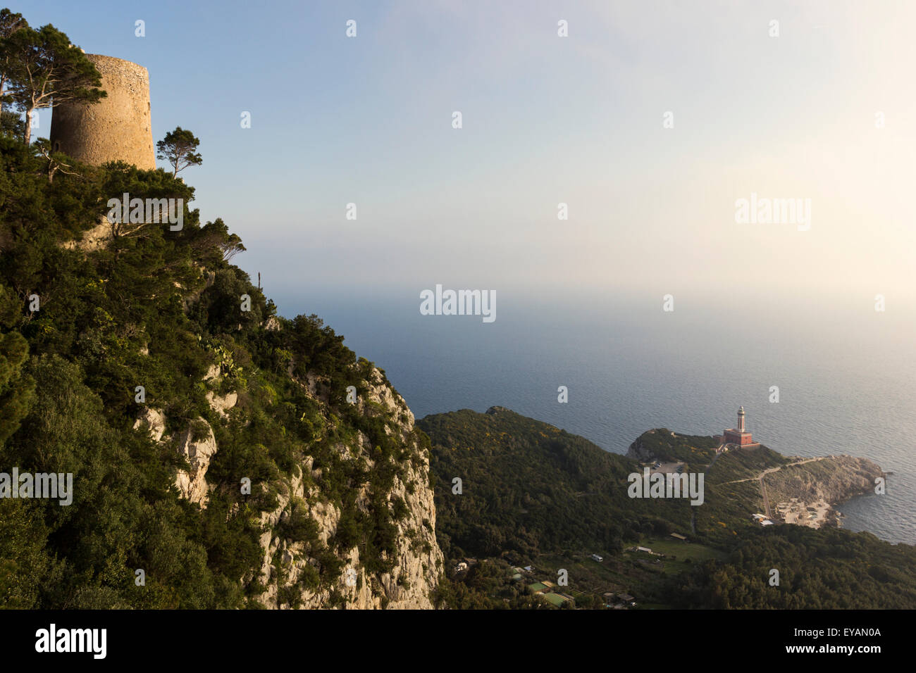 Punta Carena Lighthouse and Torre della Guardia watchtower on Capri ...