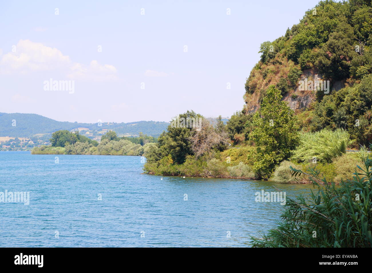 View of the lake from the shore Stock Photo - Alamy