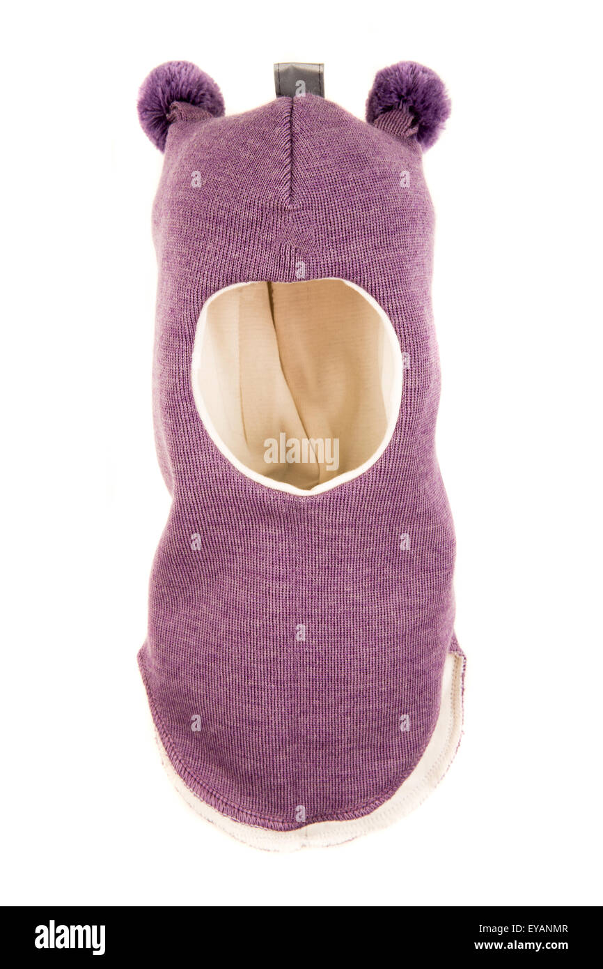 Child One Hole Ski Mask, winter hat helmet isolated on a white ...