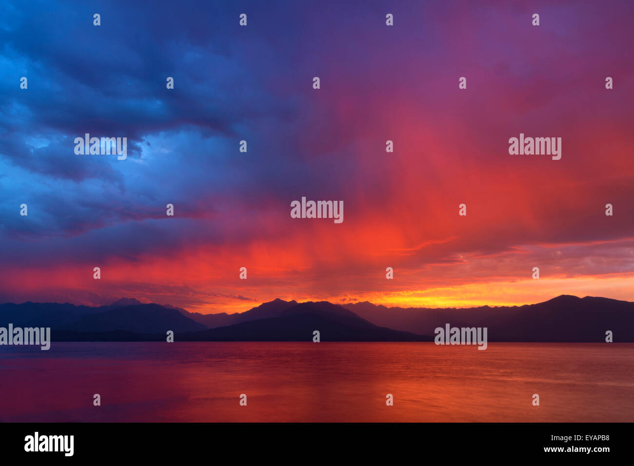 Stormy sunset over Hood Canal and the Olympic Mountains taken from ...