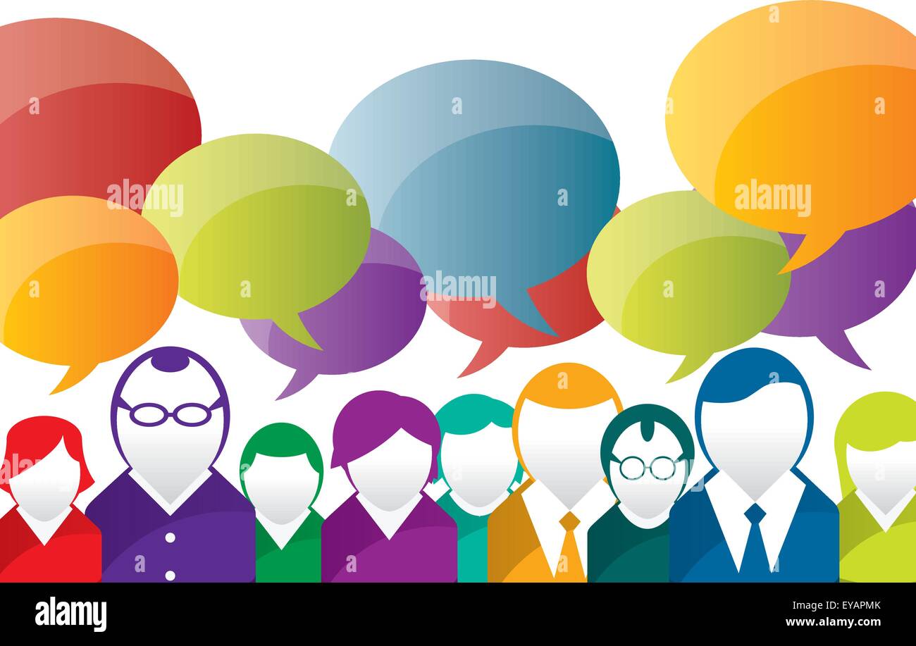 discussion and communication between people on business Stock Vector ...