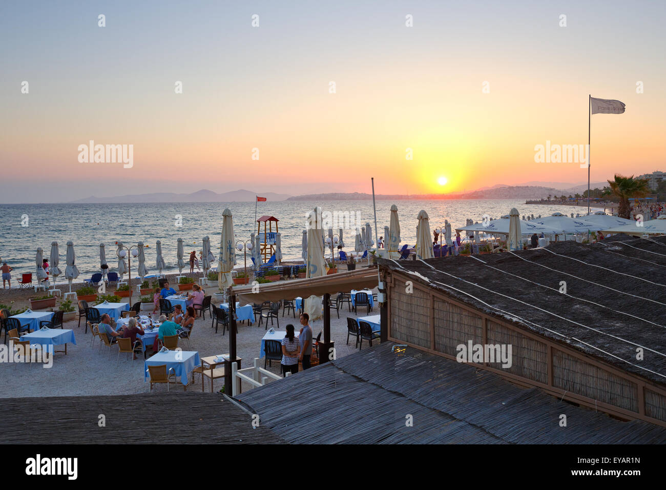 Restaurant on the beach in Palaio Faliro in Athens, Greece Stock Photo ...