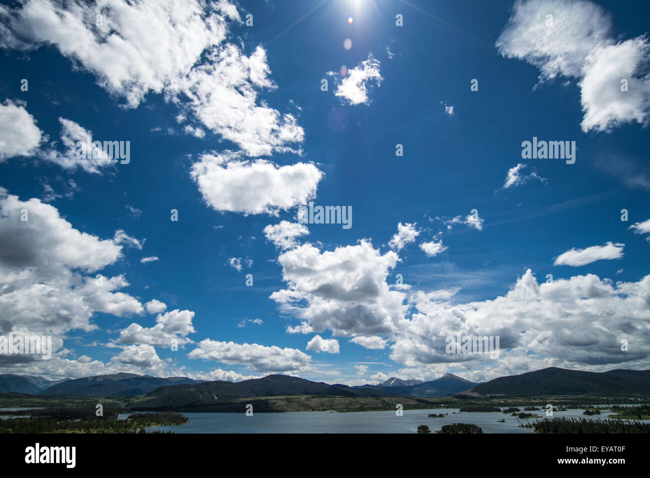 Blue Sky with Clouds over Lake Dillon in the Colorado Rockies Stock ...