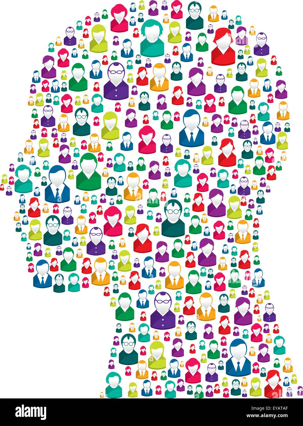 Concept thinking in a group of people inside a human head Stock Vector ...