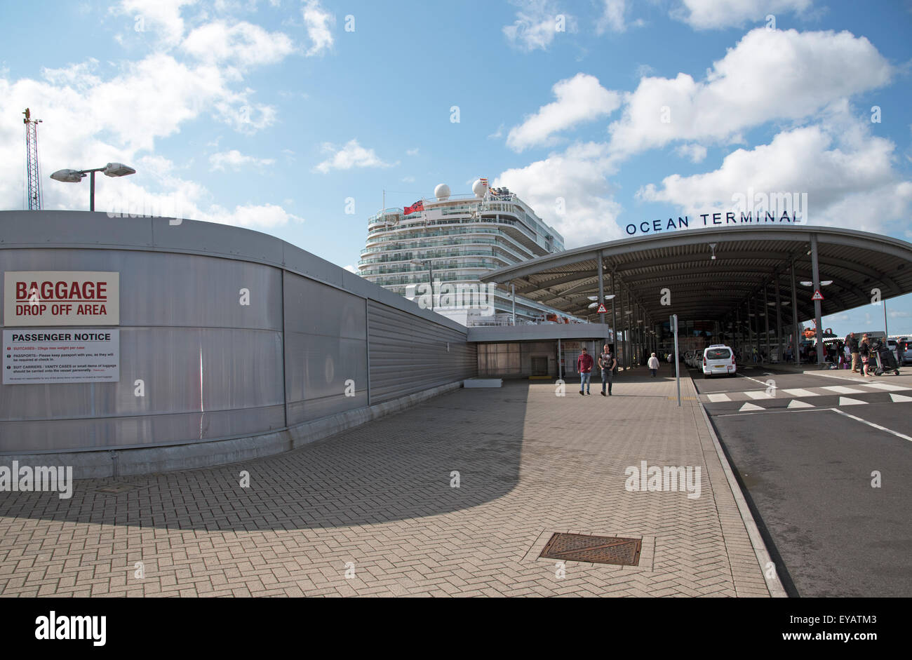 Cruise ship alongside Ocean Terminal and baggage drop area Southampton ...