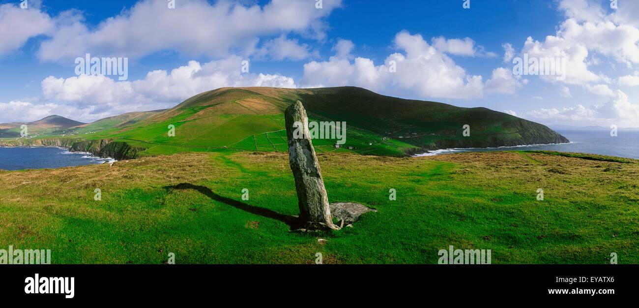Dunmore Head, Dingle Peninsula, Co Kerry, Ireland; Ogham Stone On A ...