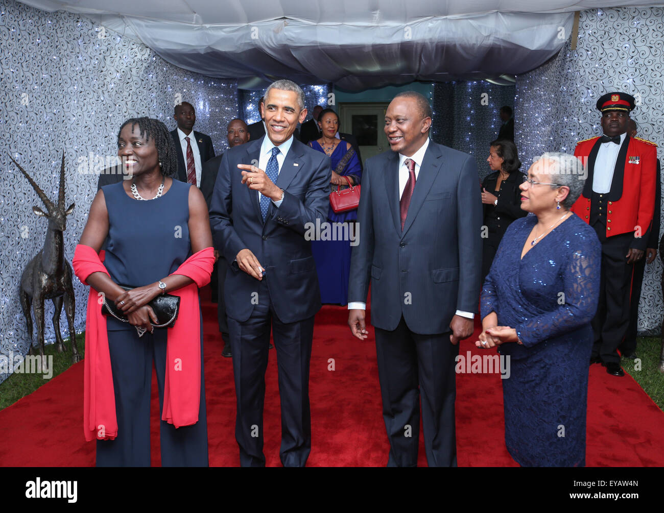 Kenya. 25th July, 2015. US President Barack Obama with former President ...
