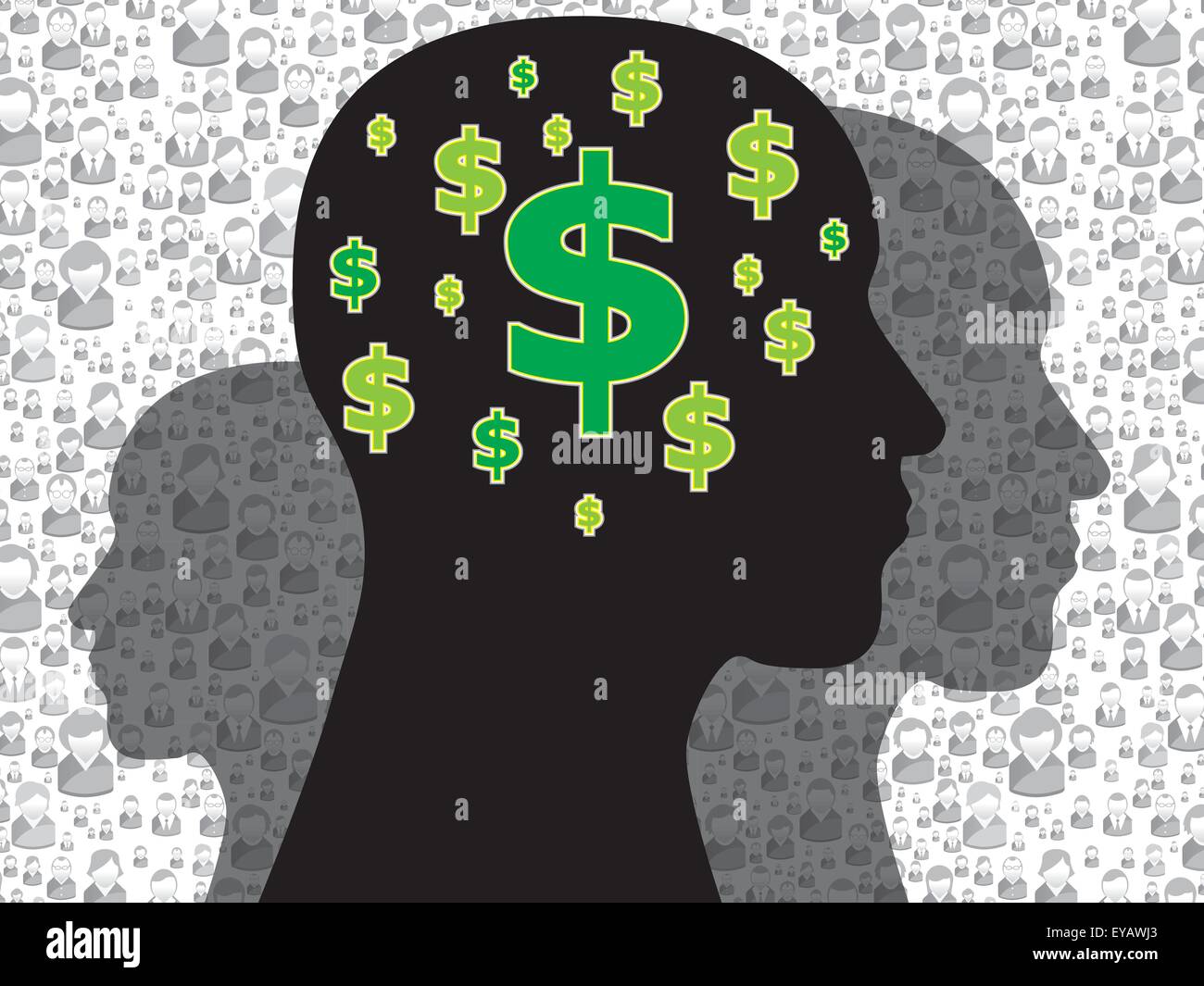 Human head with money symbol on the brain Stock Vector Image & Art - Alamy