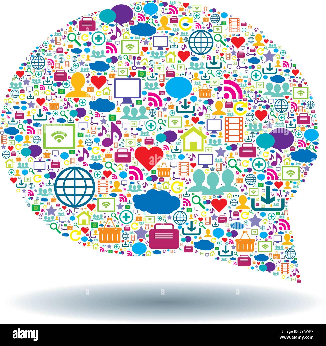 Thought bubble with icons for technology and social media Stock Vector ...