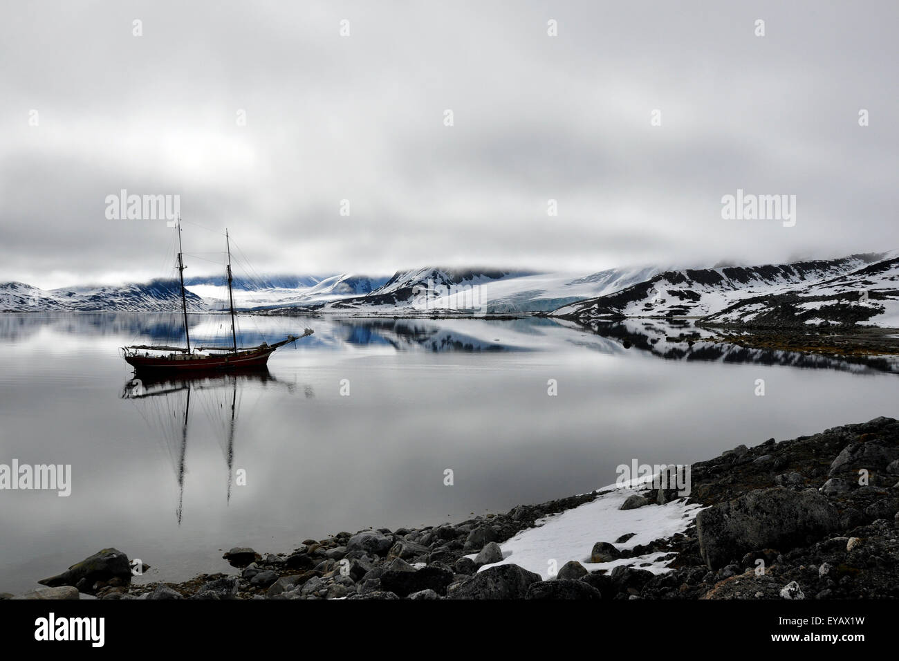Norway, Svalbard islands, Spitsbergen island, sailing ship Stock Photo ...