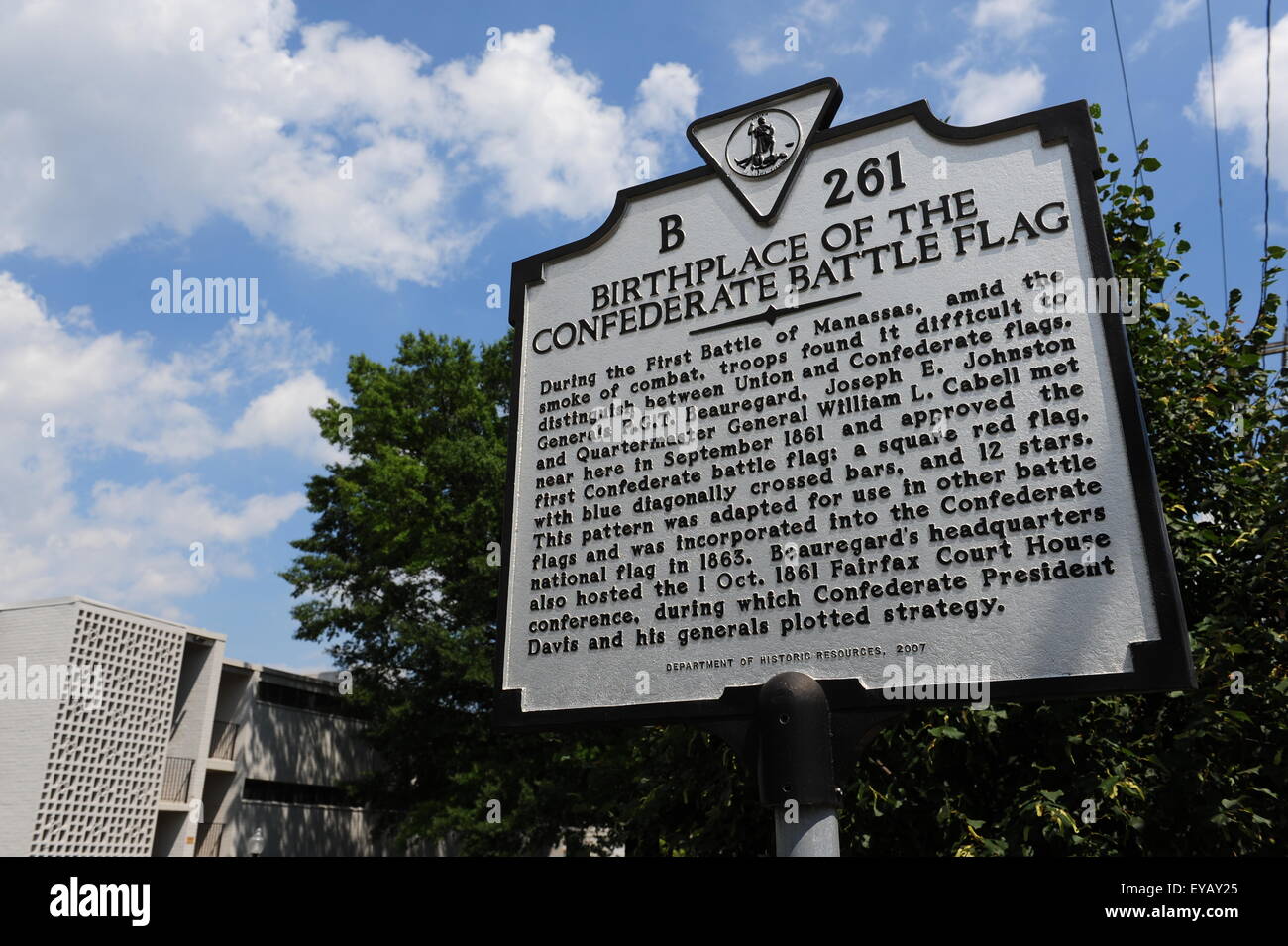 USA Virginia VA Fairfax City here the first Confederate Battle Flag was ...