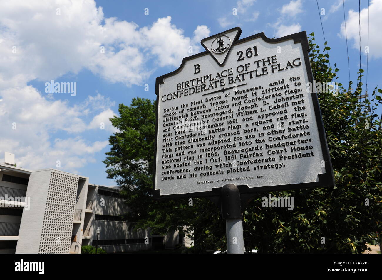 USA Virginia VA Fairfax City here the first Confederate Battle Flag was ...