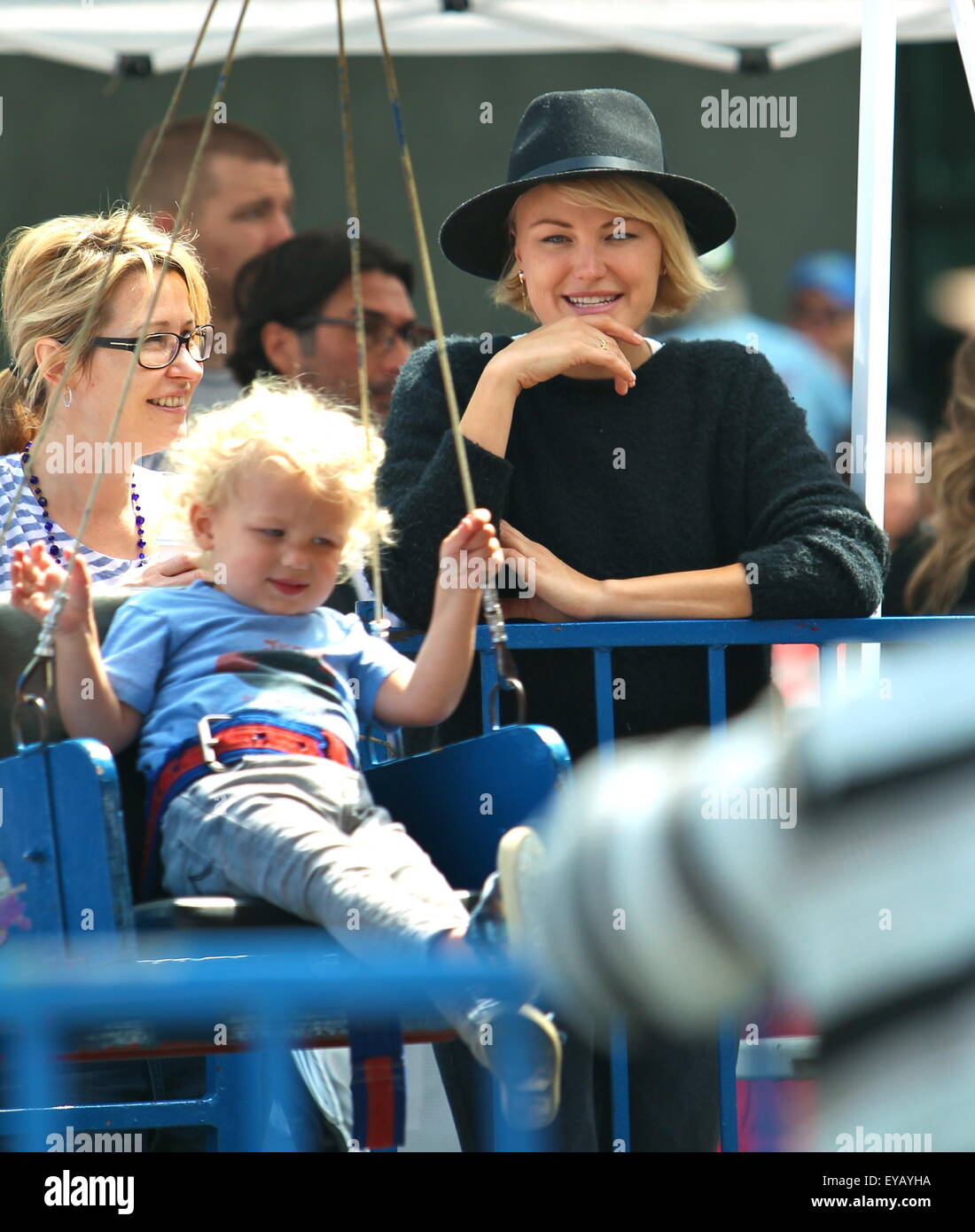 Malin Akerman takes her son to the Studio City Farmers Market during ...