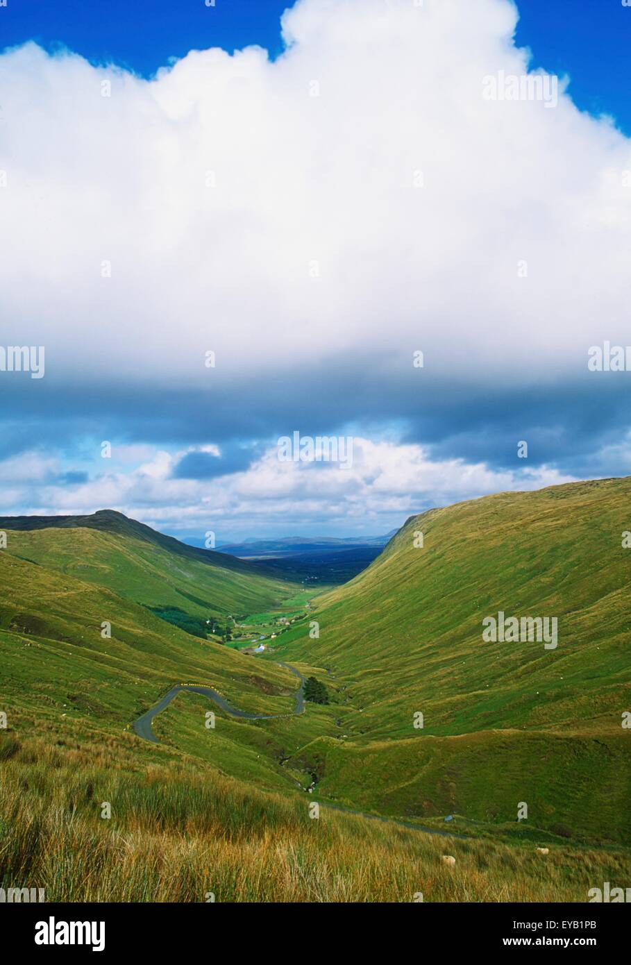 Glengesh Pass, Co Donegal, Ireland; Winding Road Through A Landscape ...