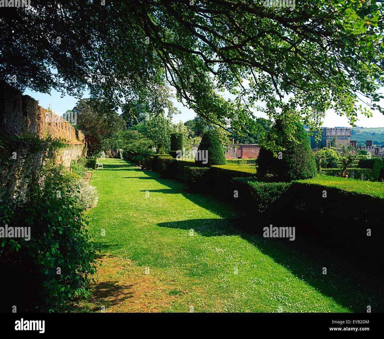 Lismore Castle, Co Waterford, Ireland; Yew Topiary And The Castle Walls ...