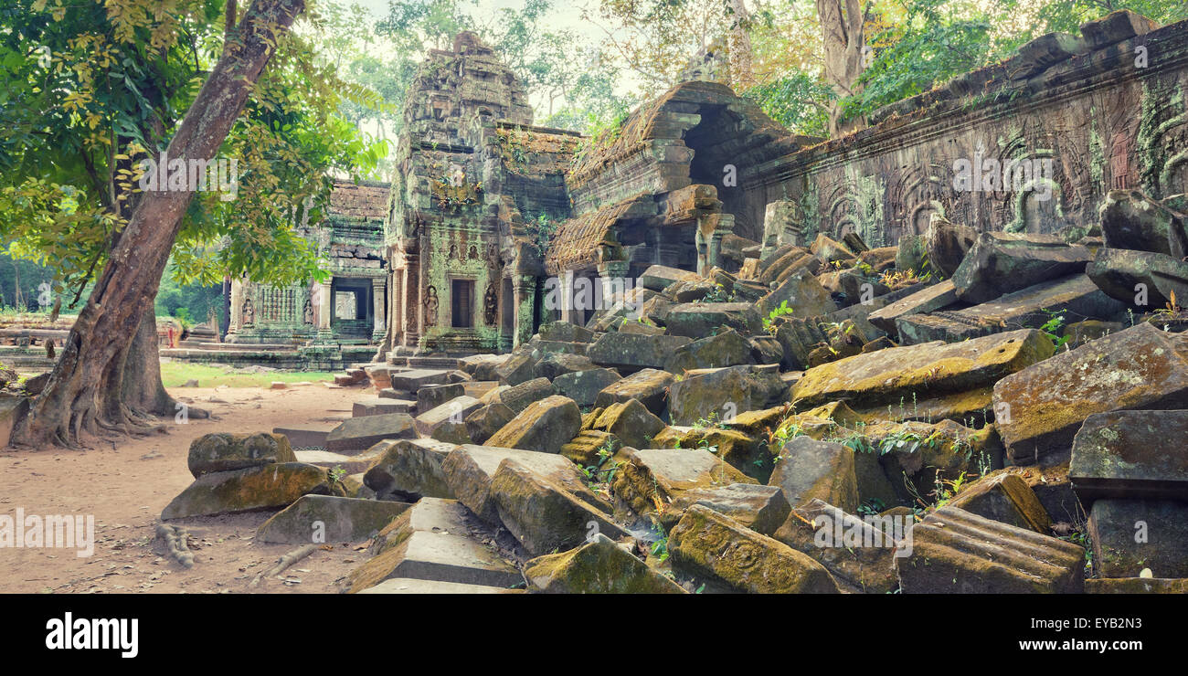 Ta Prohm famouse ruins with pile of stones in moss Stock Photo - Alamy