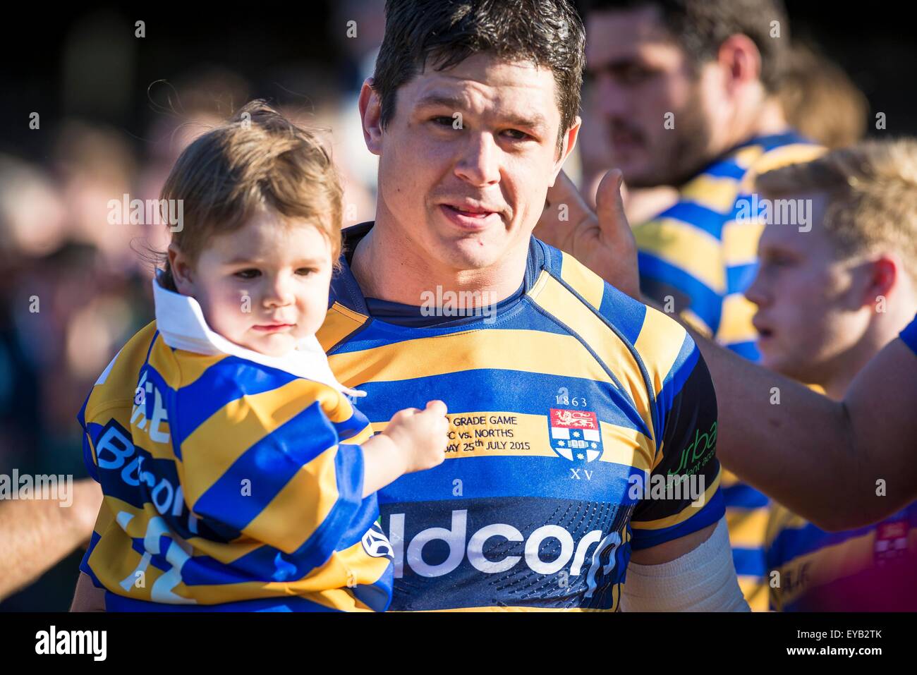 Sydney, Australia. 25th July, 2015. Tom Carter pictured with his son ...