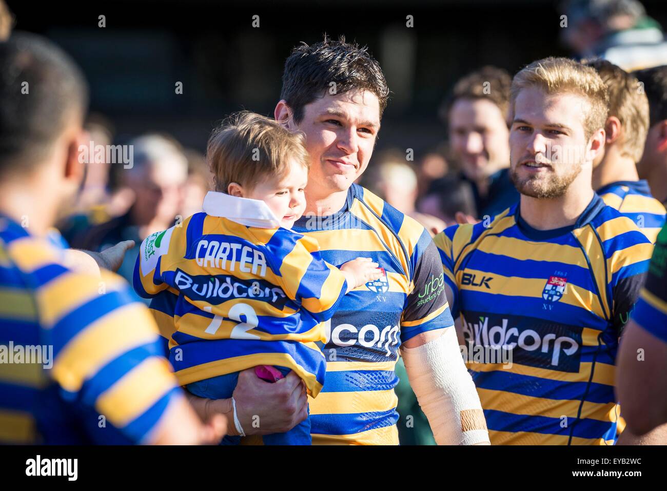 Sydney, Australia. 25th July, 2015. Tom Carter pictured with his son ...
