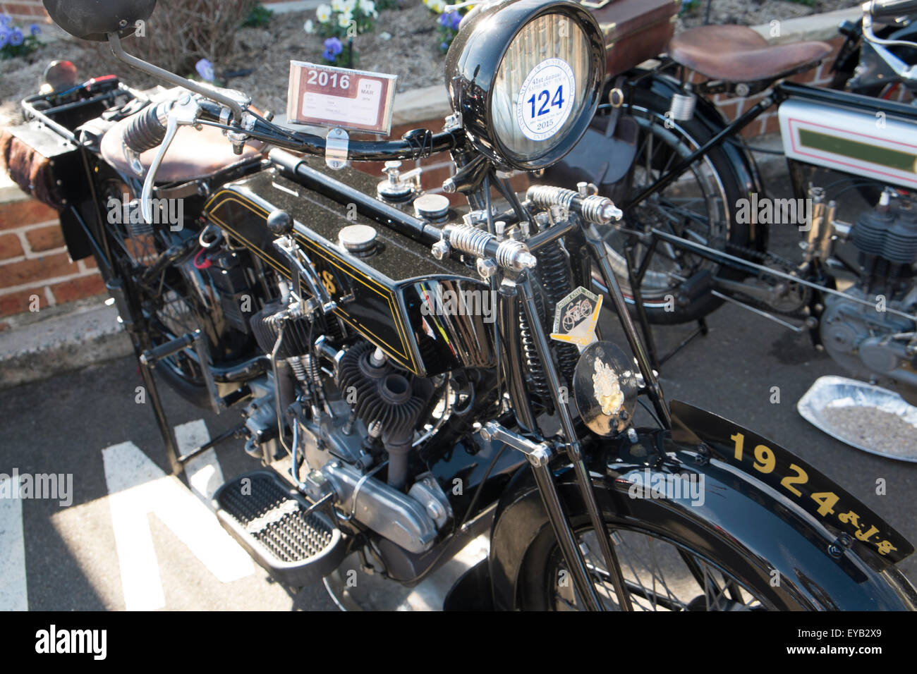 Sydney, Australia. 26th July, 2015. Pictured an AJS v twin D motorbike ...