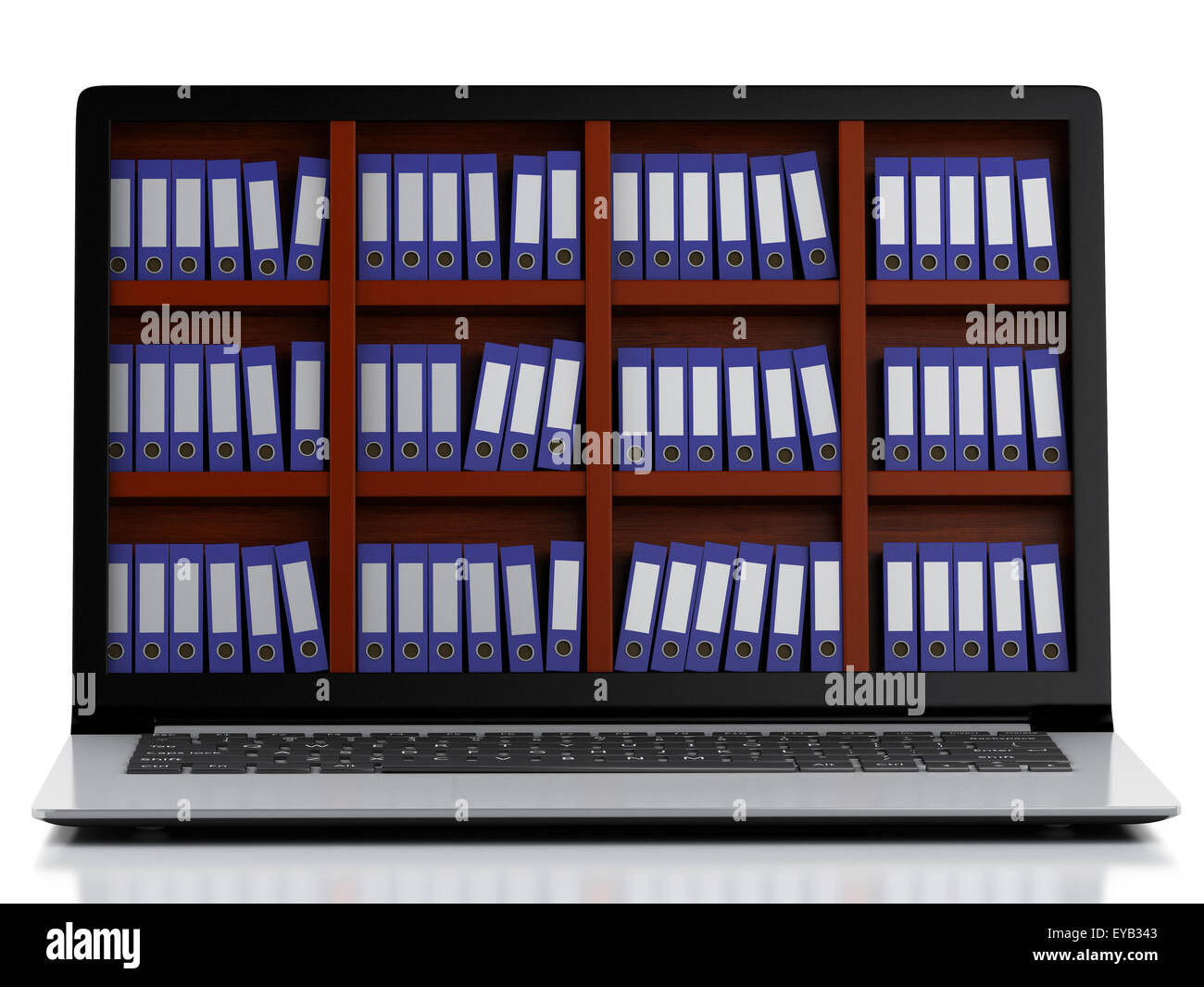 3d Archive concept. Laptop and files on isolated white background Stock ...