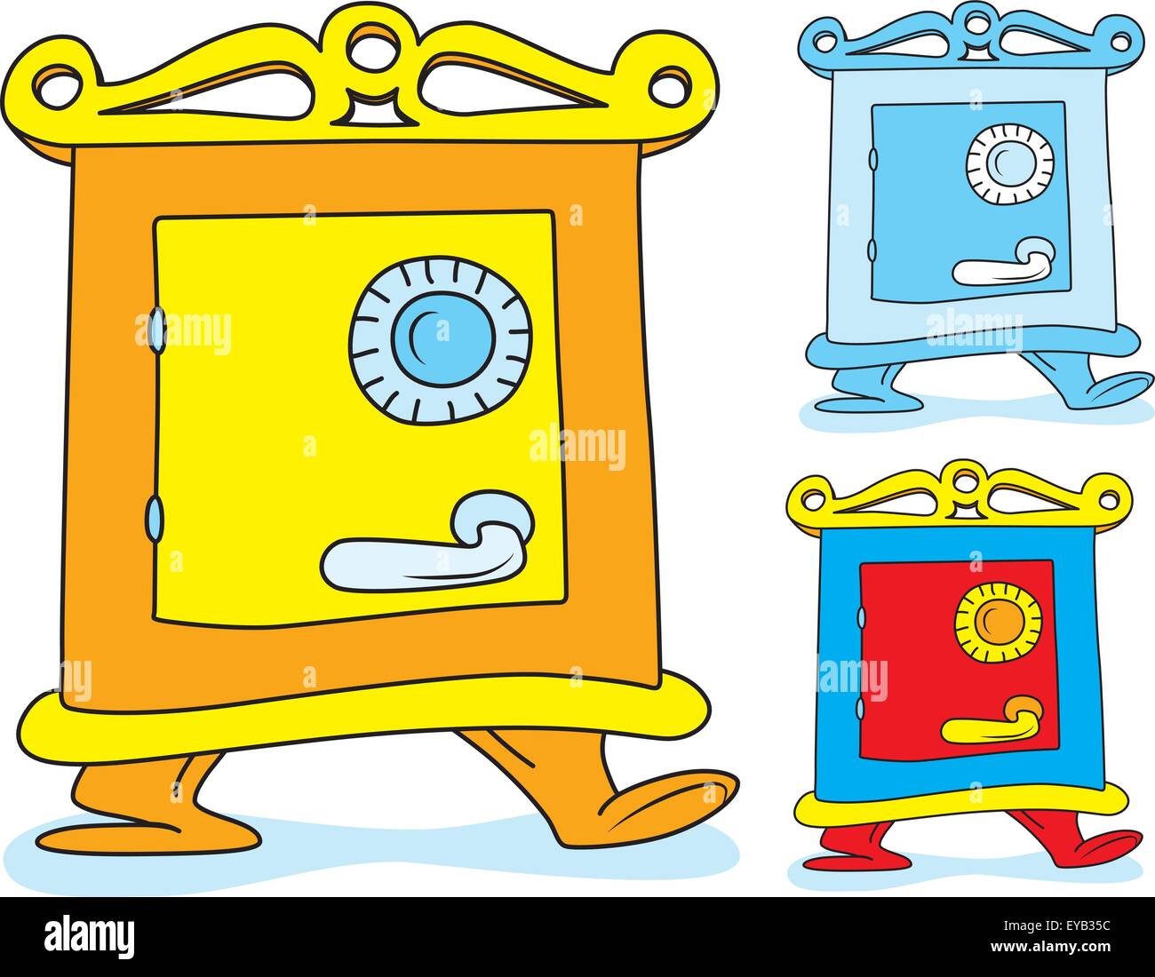 Cartoon vector illustration of Closed treasure safe deposit box Stock ...