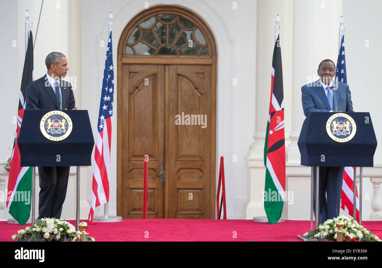 Kenya. 25th July, 2015. US President Barack Obama speaks during a joint ...