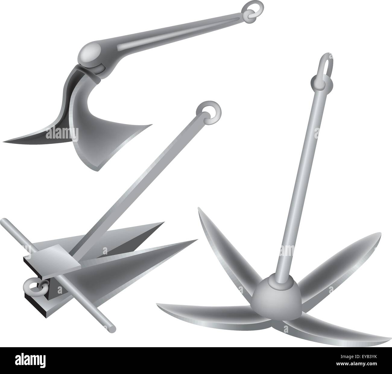 Three different anchors isolated on white background Stock Vector Image ...