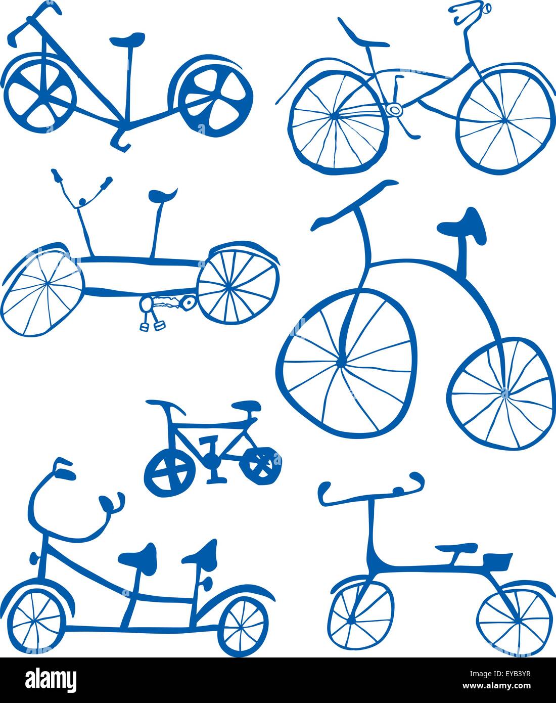 Hand Drawn Bicycle Doodles Isolated on White Background Stock Vector ...