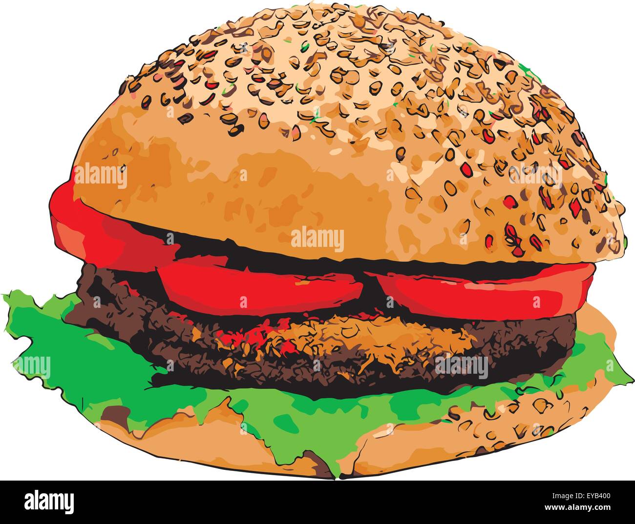 Vector cartoon illustration of burger isolated on white background ...