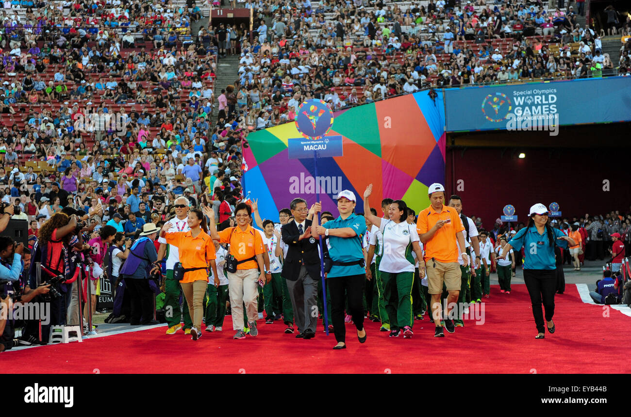Los Angeles, USA. 25th July, 2015. Chinese Macao Delegation march into ...
